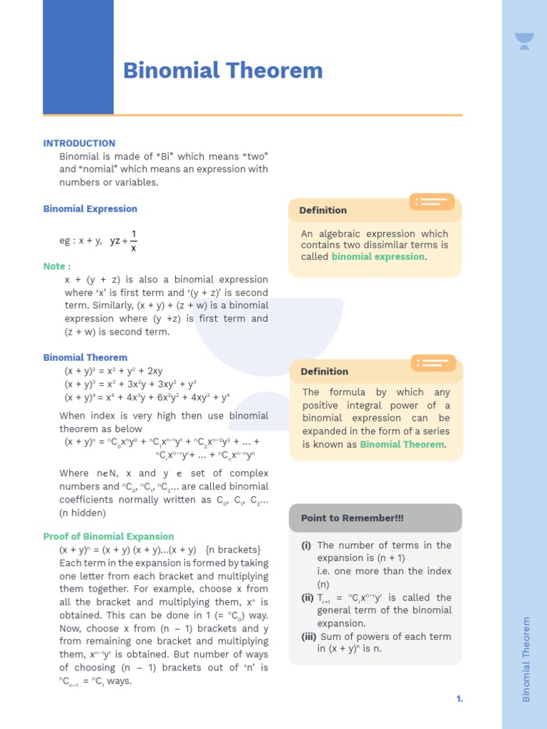 Binomial Theorem | PDF | Rational Number | Combinatorics