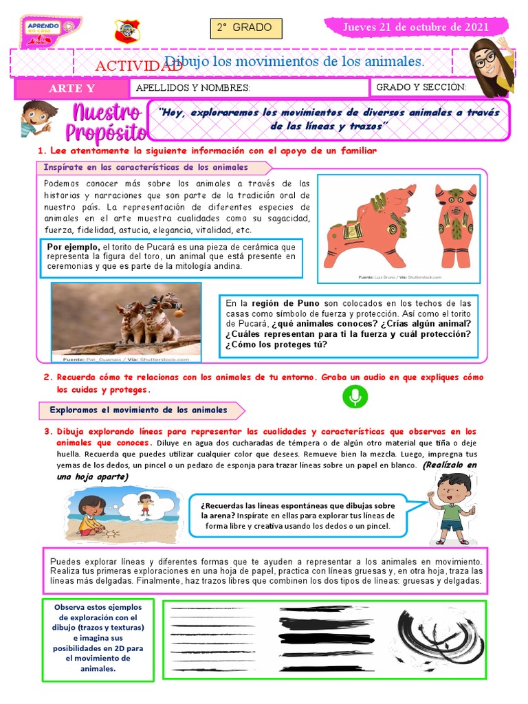 DIA 4 Dibujo Los Movimientos de Los Animales. | PDF | Dibujo