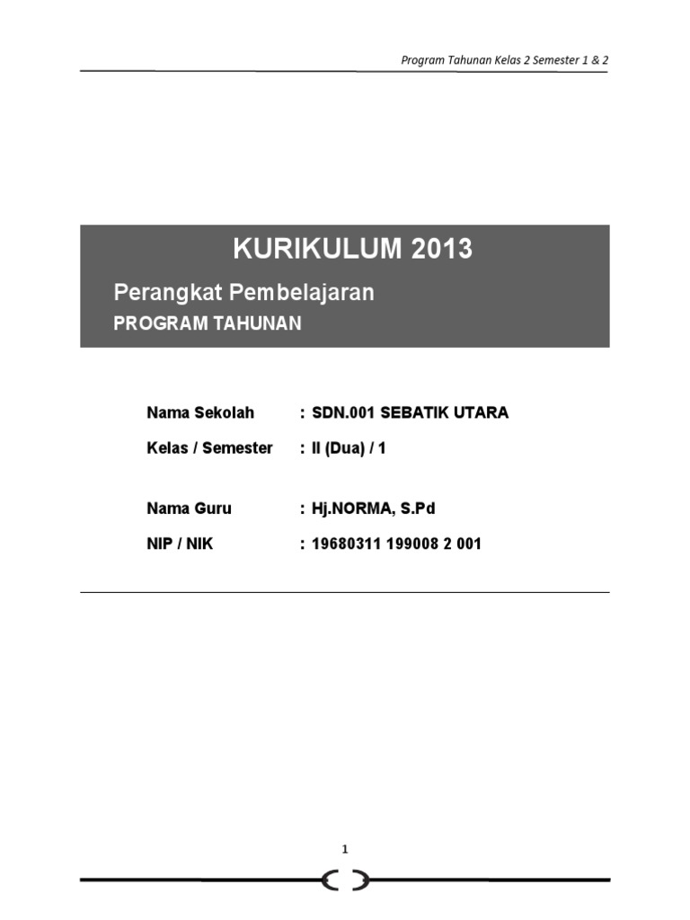 Program Tahunan Kls 2 | PDF
