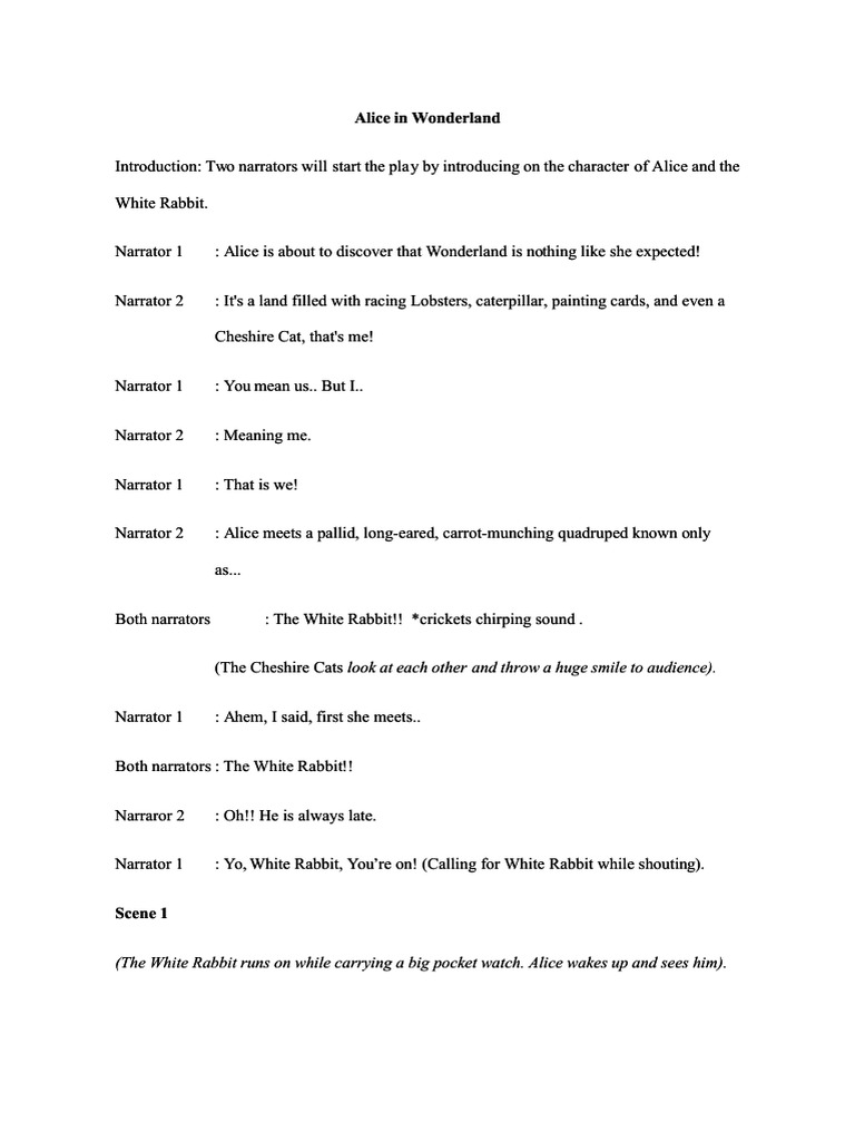 Alice in Wonderland Script | PDF | Lewis Carroll | Works