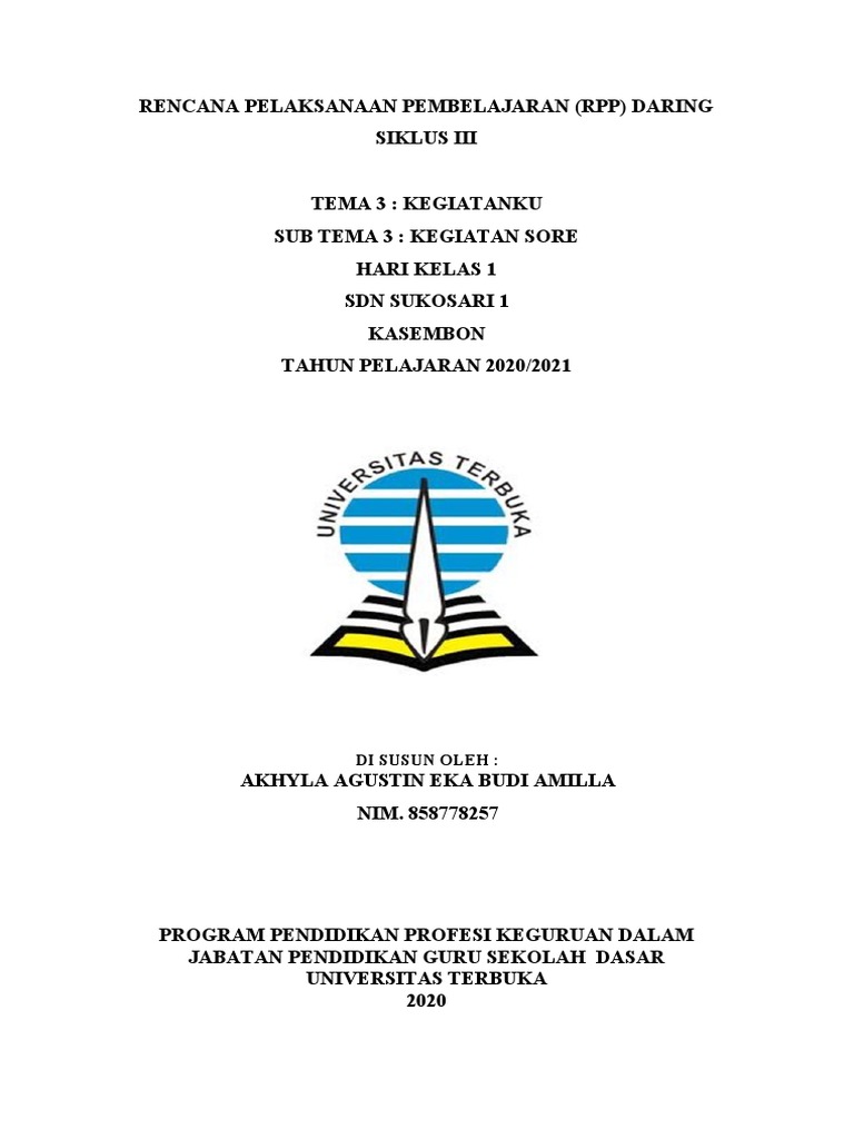 Rencana Pelaksanaan Pembelajaran Metode Sas Akhyla | PDF