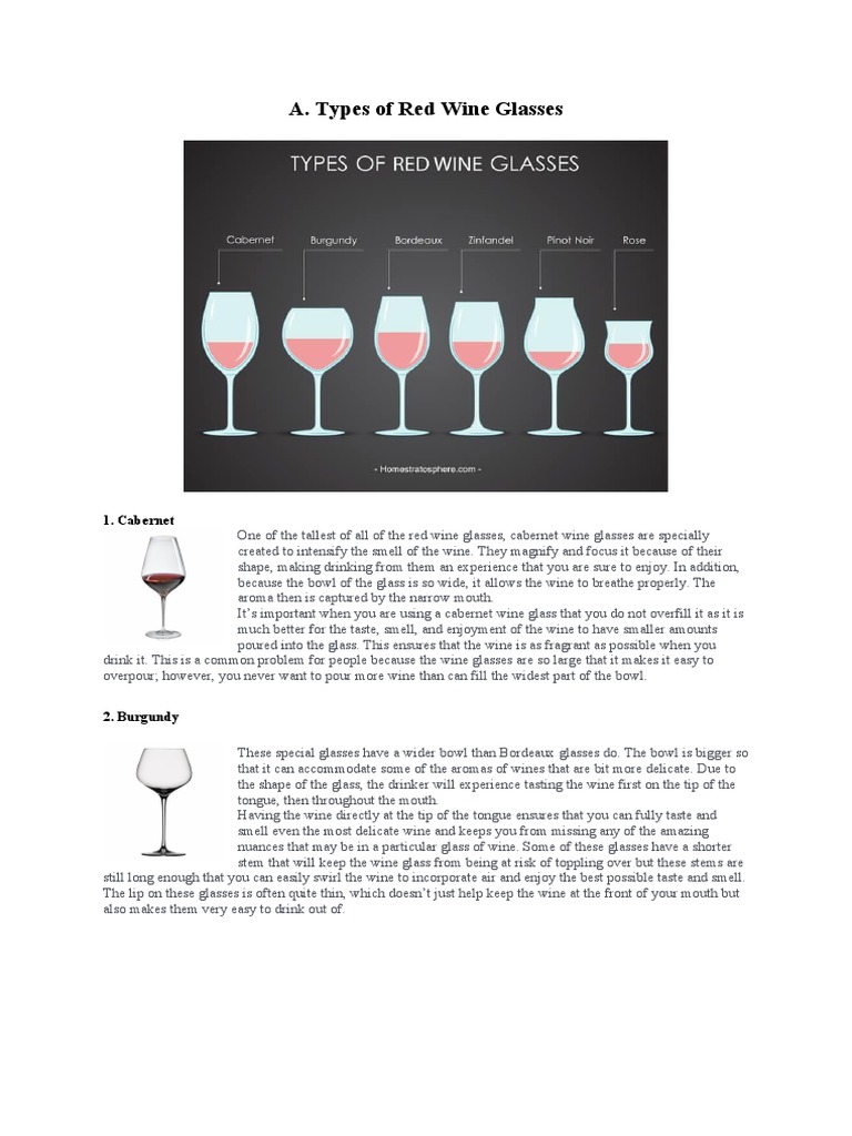 A. Types of Red Wine Glasses: 1. Cabernet | PDF | Wine | Aroma Of Wine