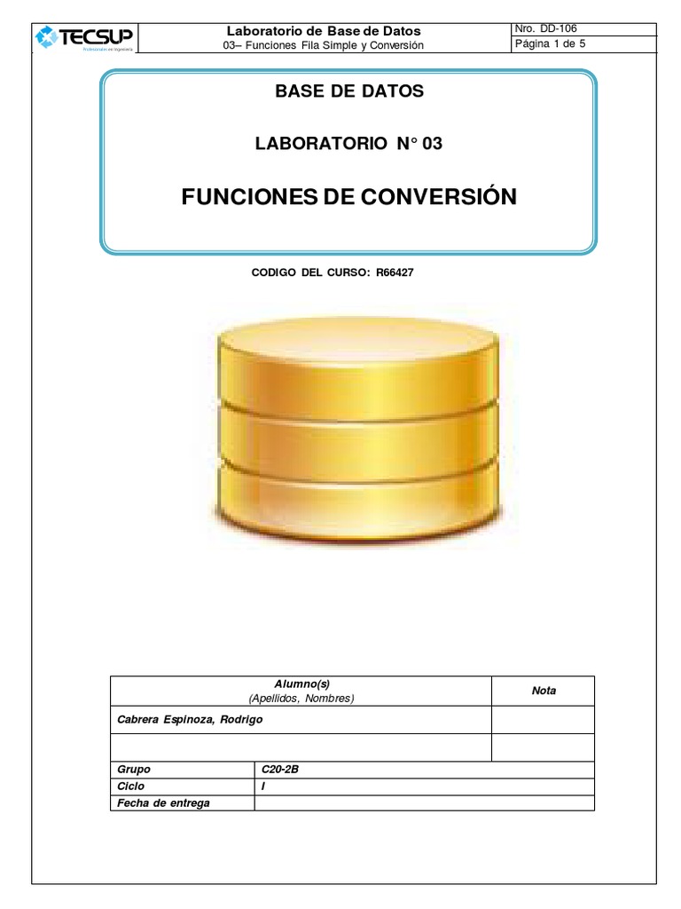 03 Operación Con Funciones De Conversión Pdf Sql Software 4860
