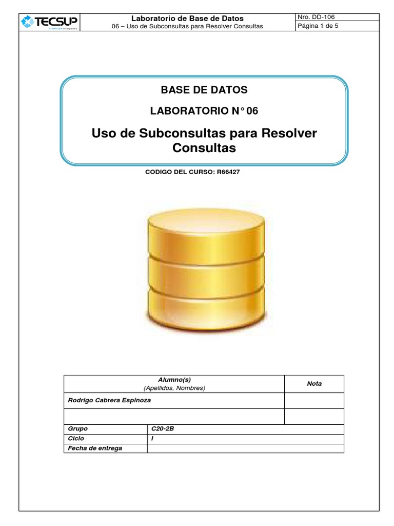 06 - Uso de Subconsultas para Resolver Consultas | PDF | SQL | Datos de computadora