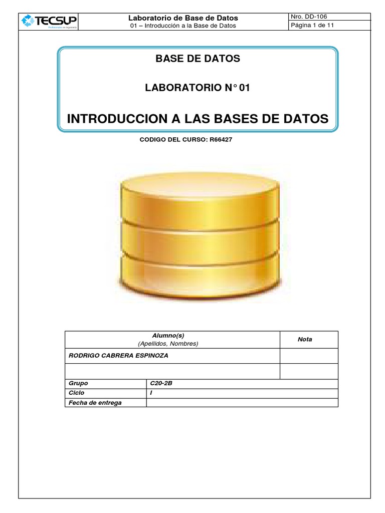 01 - Introduccion A La Base de Datos | PDF | SQL | Bases de datos