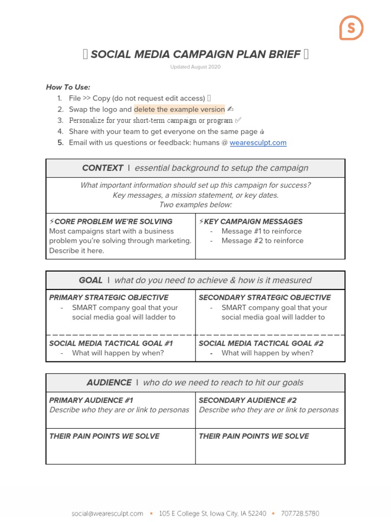 2020 SocialMediaPlan Brief Template Public | PDF | Goal | Popular ...