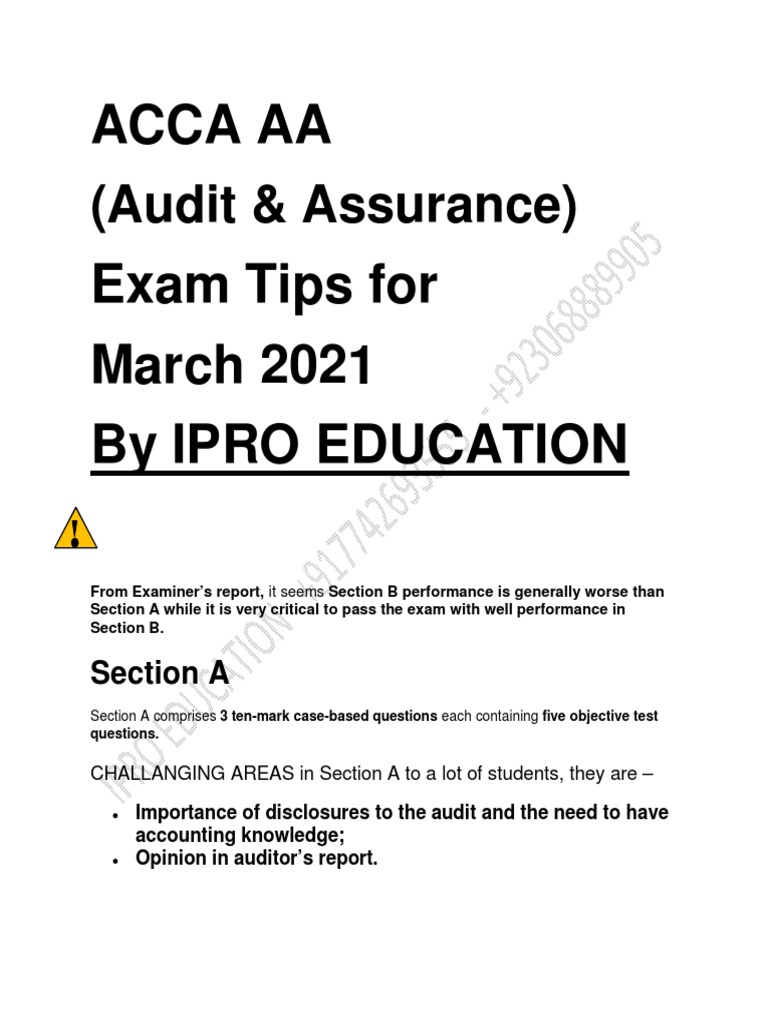 ACCA AA EXAM Tips | PDF | Career & Growth | Business