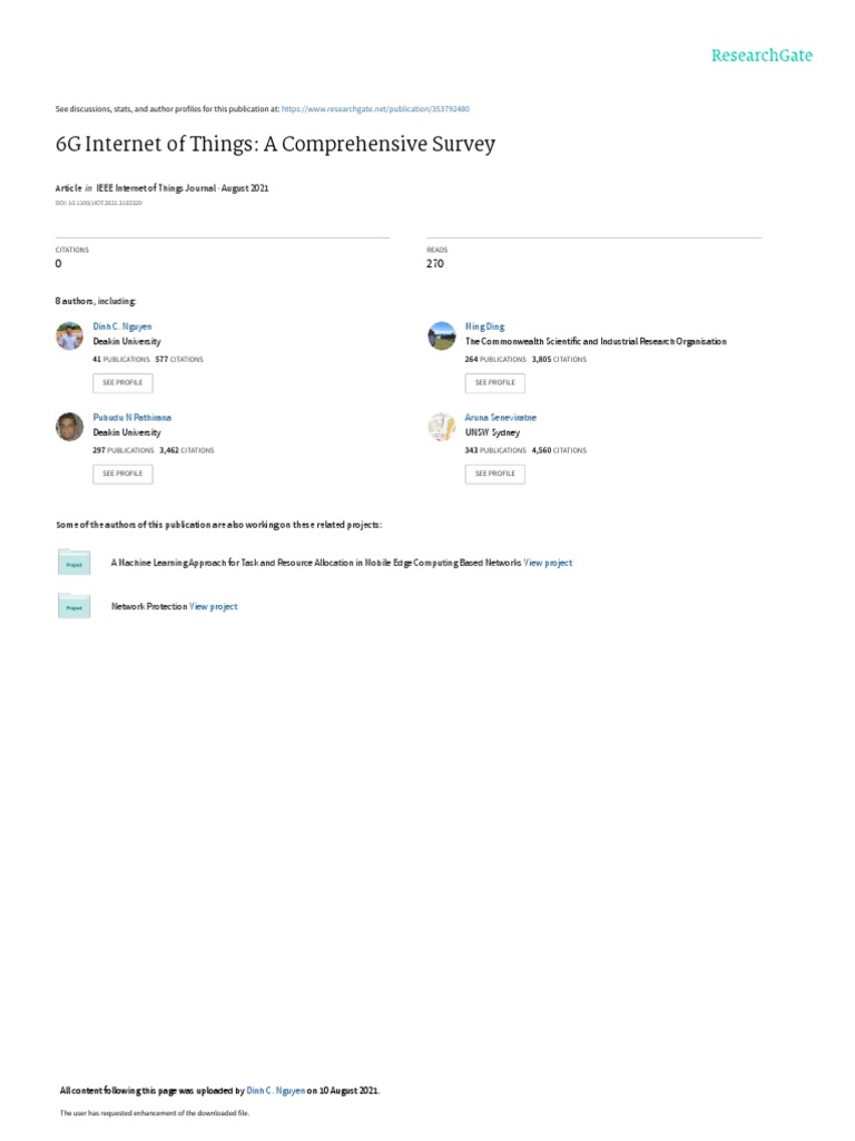 6g Internet Of Things A Comprehensive Survey Pdf Internet Of Things Internet