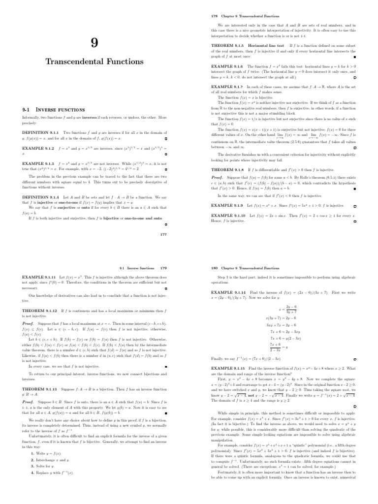 Chapter 9 Transcendental Functions | PDF | Function (Mathematics) | Algebra