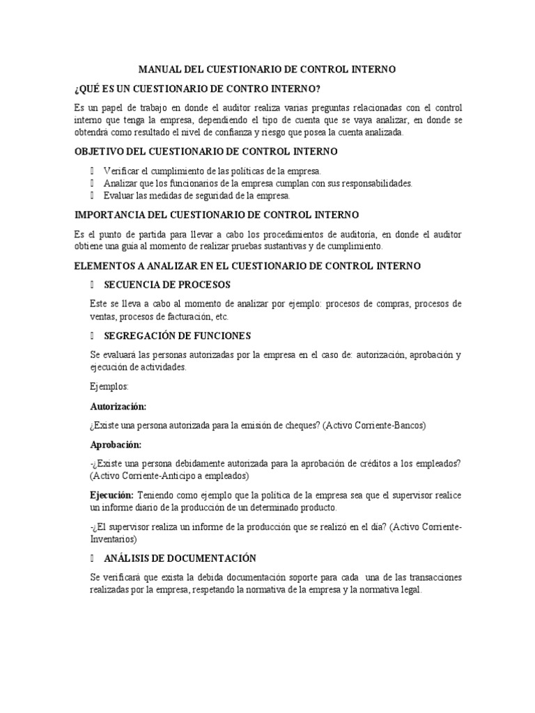 Manual de Control Interno | PDF | Contralor