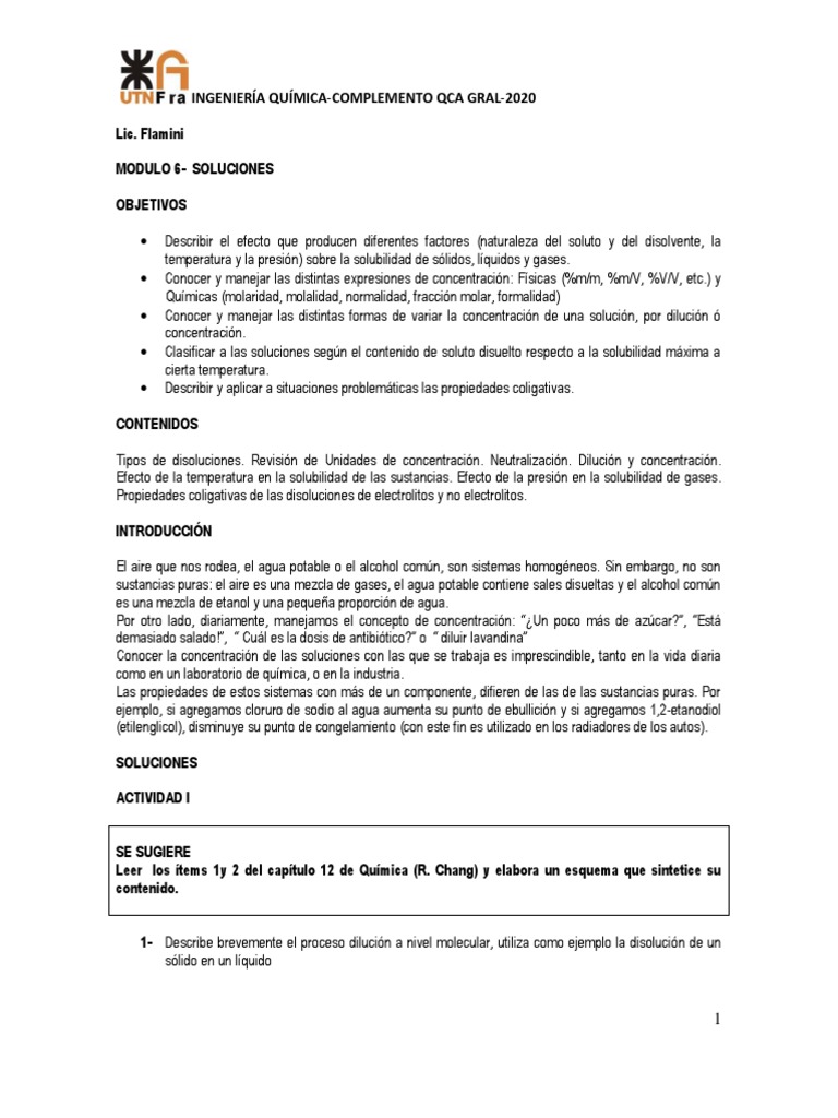Soluciones: Concentración y Propiedades | PDF | Concentración | Solubilidad