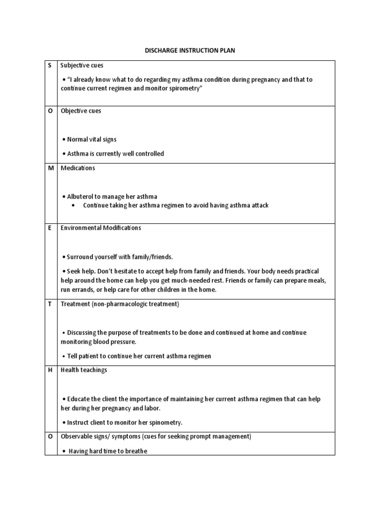 Discharge Instruction Plan Ob | PDF