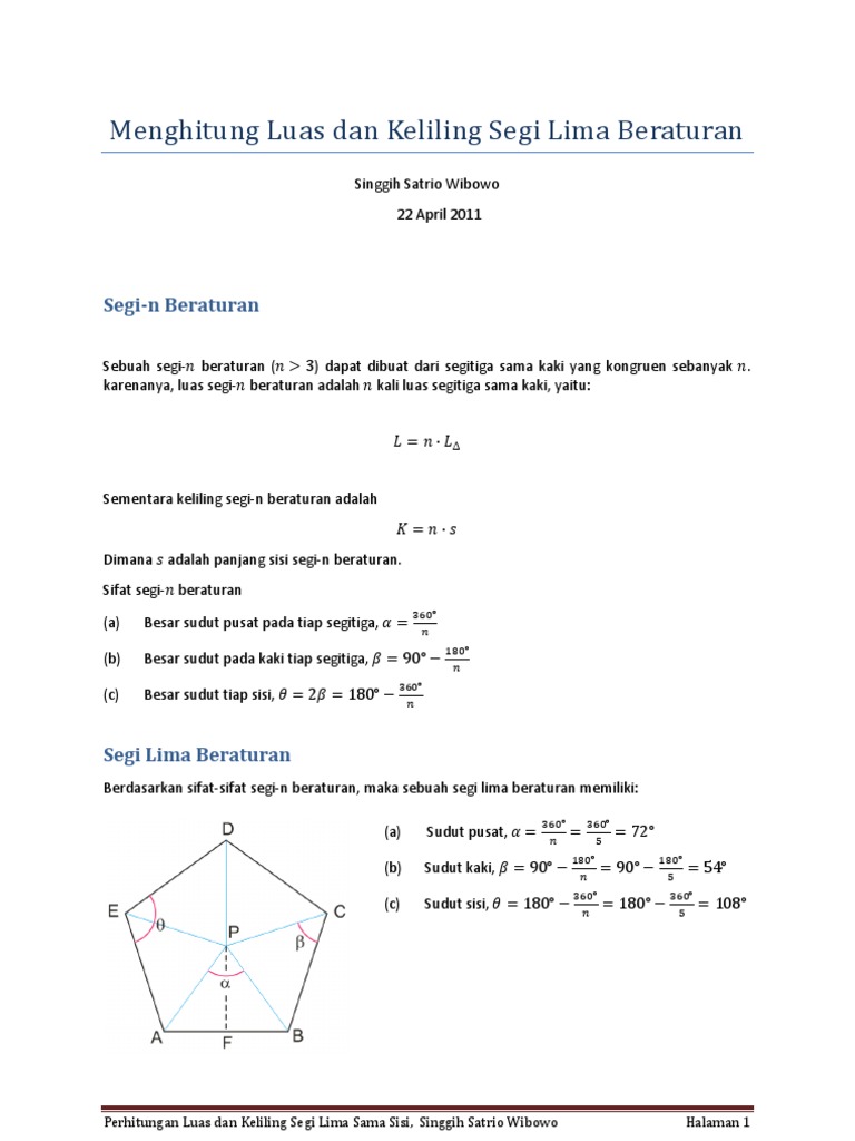 Menghitung Luas Segi Lima Beraturan | PDF