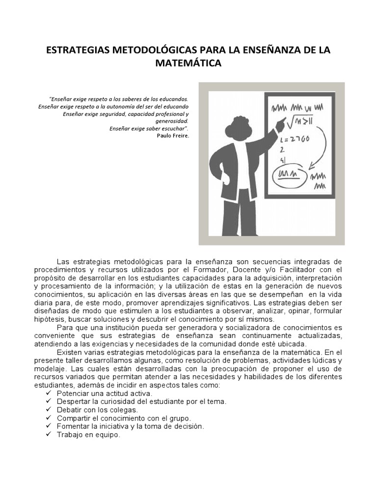 Estrategias Metodológicas para La Enseñanza de La Matemática | PDF ...