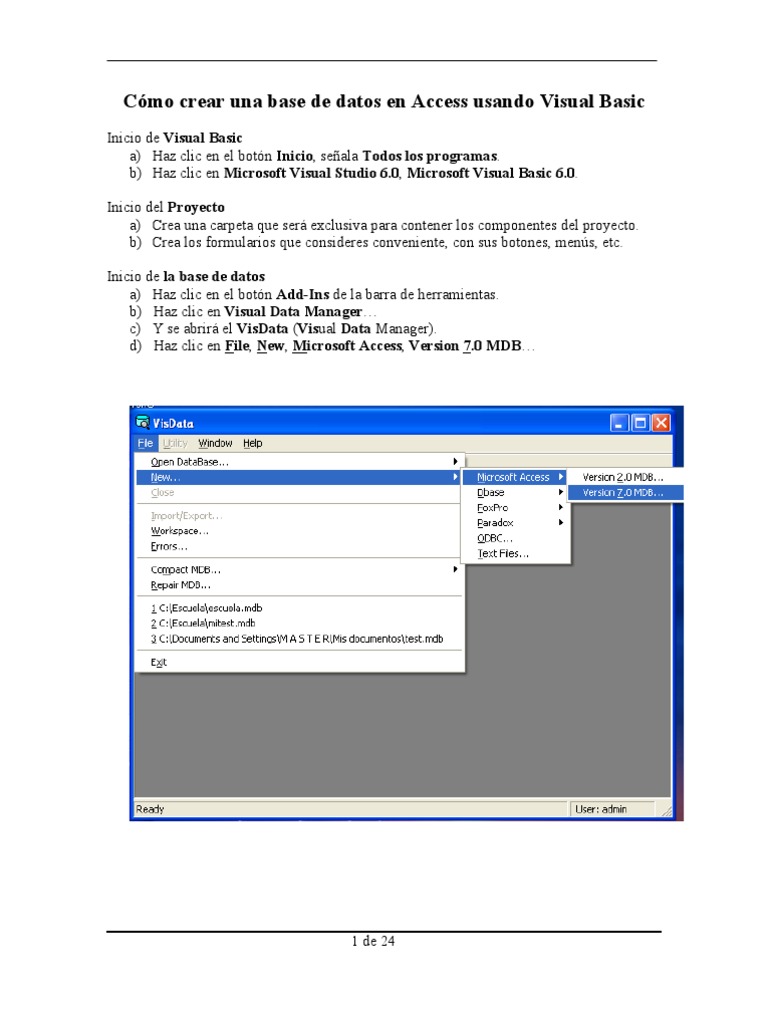 Cómo Crear Una Base de Datos en Access Usando Visual Basic | PDF | Point and Click | Tabla (base ...
