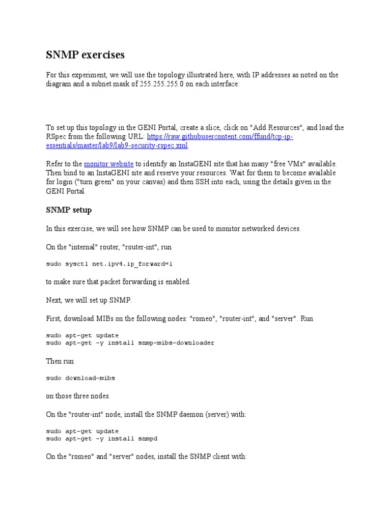 SNMP Exercis1 | PDF | Telecommunications | Computer Data