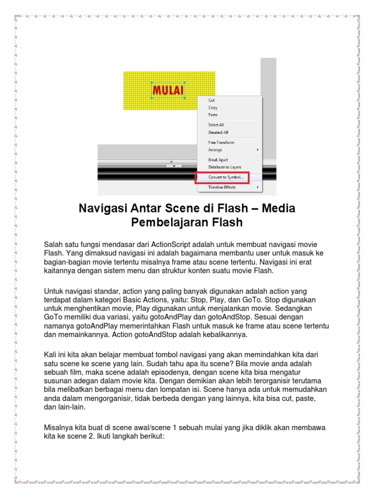 Navigasi Scene Flash dengan ActionScript | PDF | Game & Aktivitas | Teknologi & Rekayasa