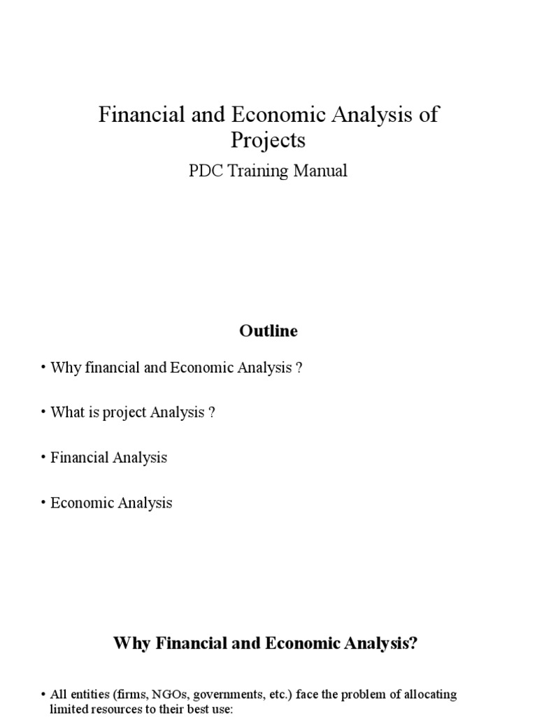 Financial and Economic Analysis of Projects: PDC Training Manual | PDF ...
