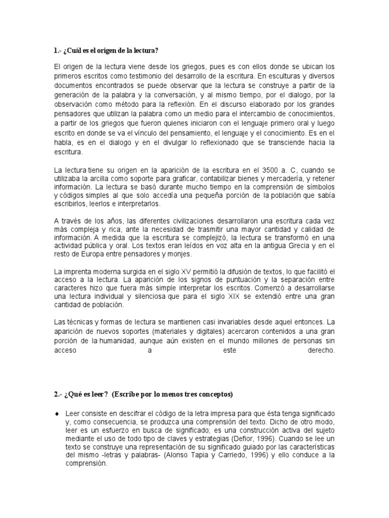 Origen y evolución de la lectura | PDF | Comprensión lectora | Comprensión