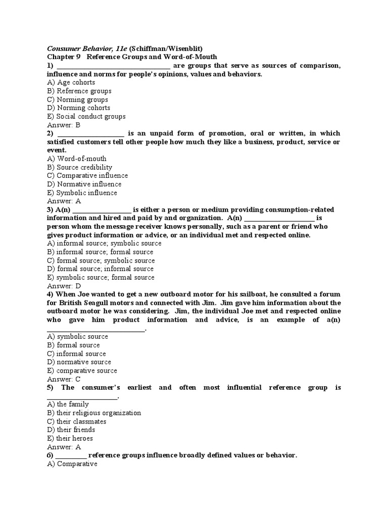 Reference Groups and Word-of-Mouth Marketing Influence Consumer Behavior | PDF | Conformity ...