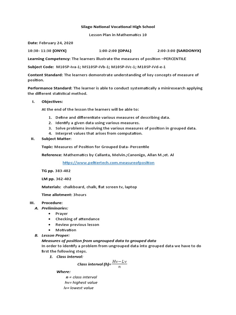 Percentile Measures for Grouped Data | PDF | Percentile | Mathematics