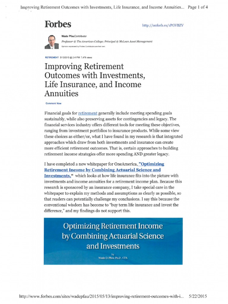 Improving Retirement Wade Pfau | PDF