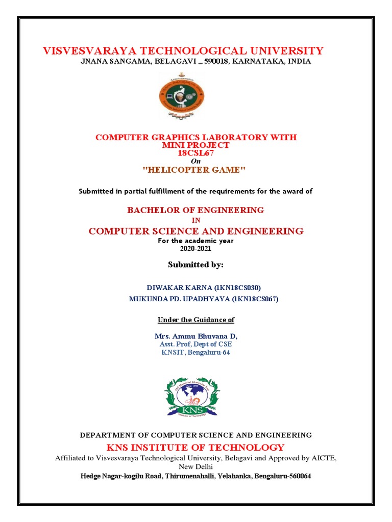 Visvesvaraya Technological University: Computer Graphics Laboratory With Mini Project 18CSL67 ...