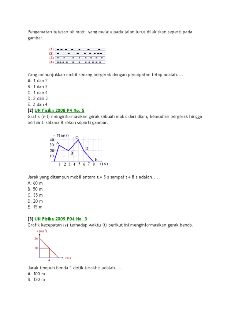 Soal Kinematika Gerak Lurus | PDF