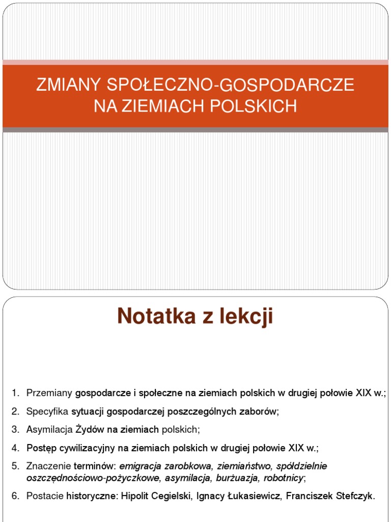 Zmiany Społeczno-Gospodarcze Na Ziemiach Polskich | PDF