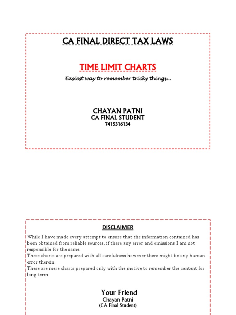 Ca Final Direct Tax Laws: Time Limit Charts | PDF | Justice | Crime ...