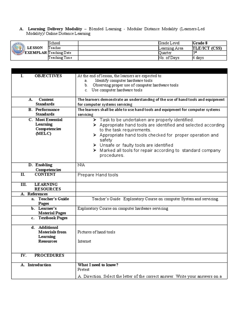 Teacher Teaching Time: Lesson EXEMPLAR Teaching Date | PDF | Learning ...