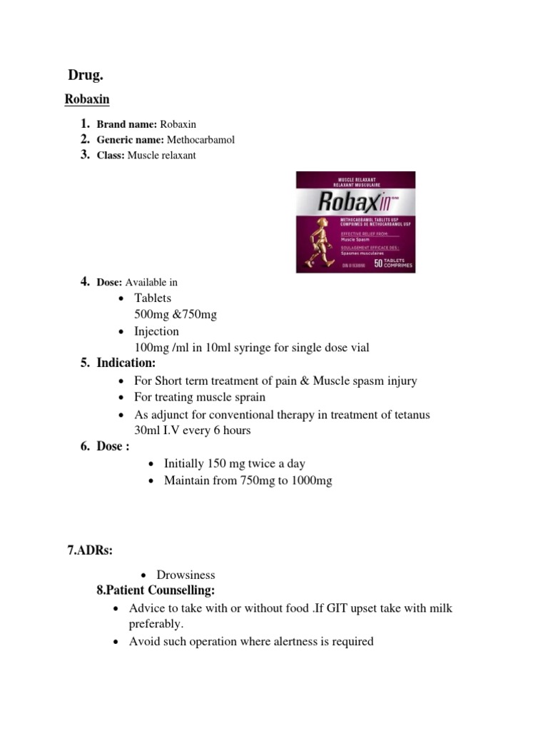 Drug.: Robaxin 1. 2. 3 | PDF