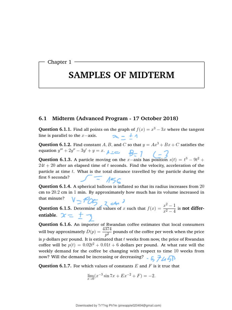 Samples of Midterm: 6.1 Midterm (Advanced Program - 17 October 2018) | PDF | Acceleration | Geometry