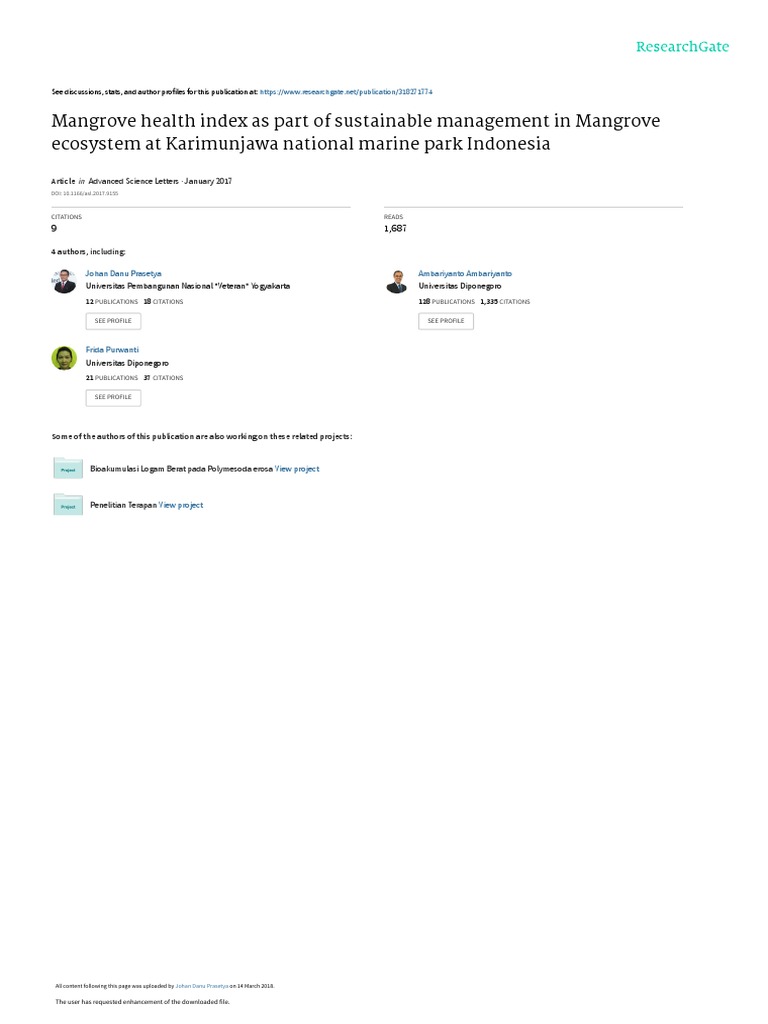 Mangrove Health Index As Part of Sustainable Management in Mangrove ...