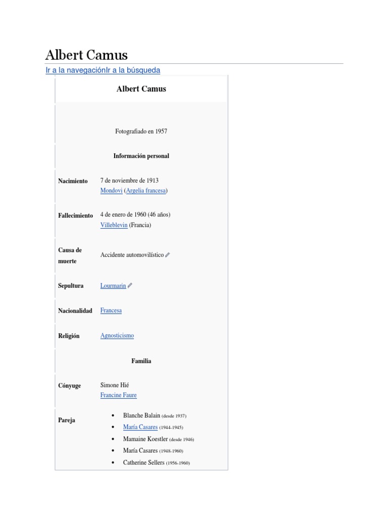 Albert Camus | PDF | Albert Camus | Teorías filosóficas
