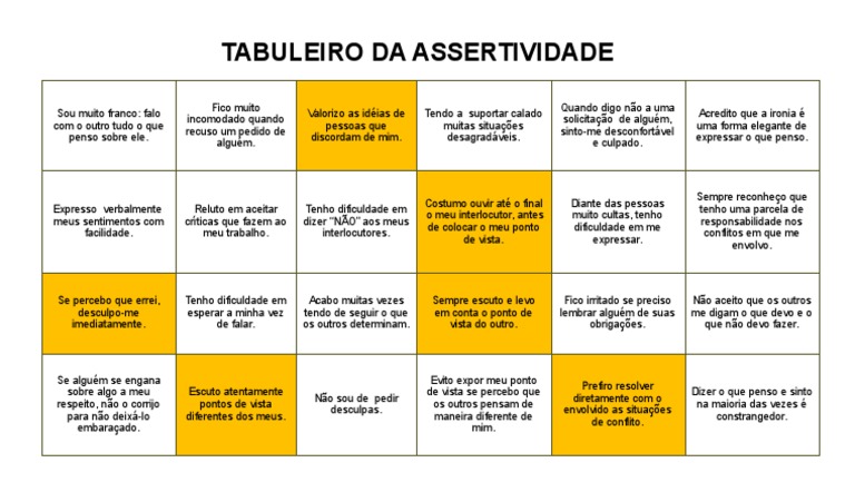 Tabuleiro Da Assertividade para Impressão | PDF