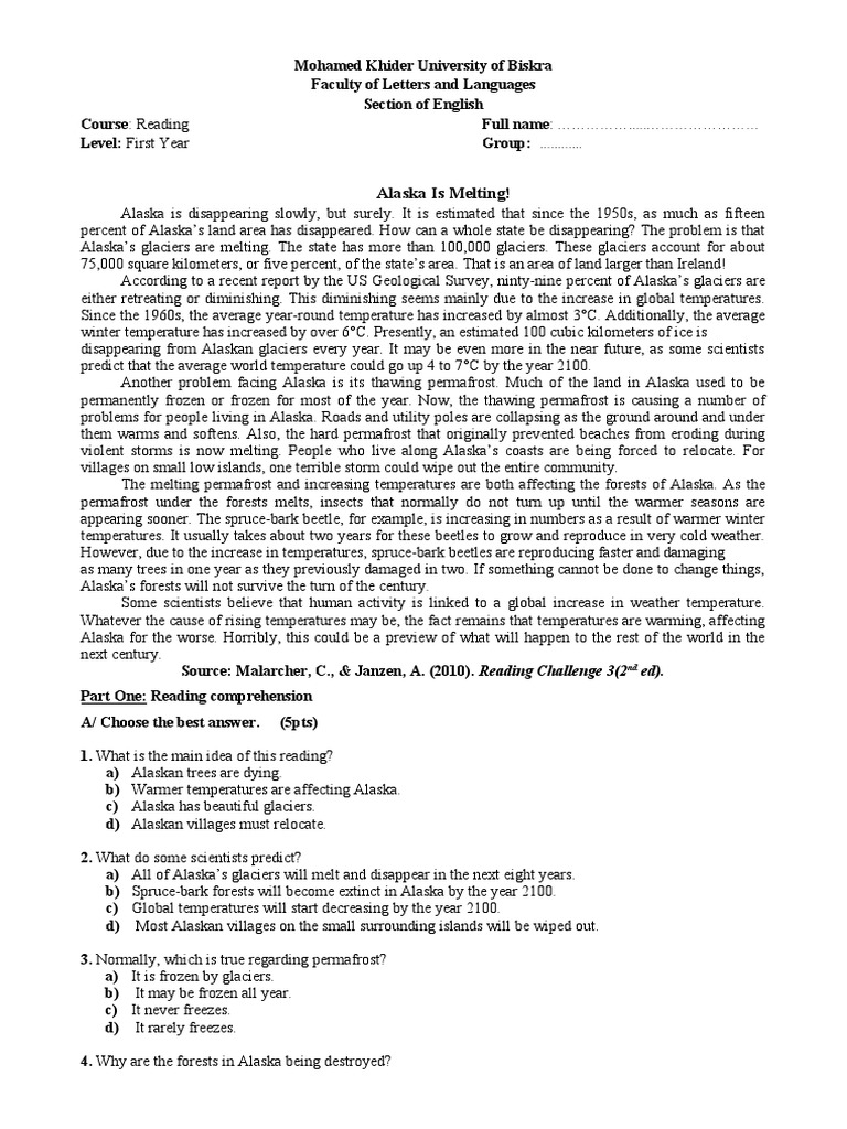 Alaska's Melting Glaciers and Permafrost | PDF | Glacier | Alaska