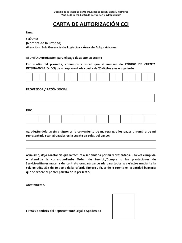 Carta de Cci y Detracción | PDF