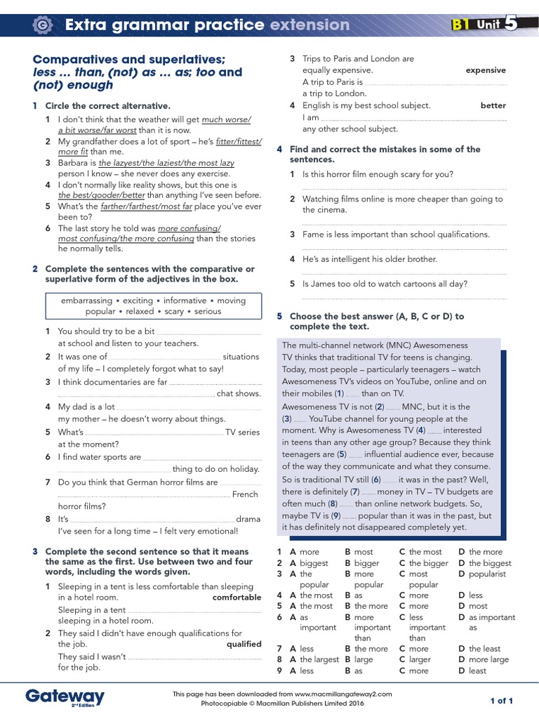 B1 UNIT 5 Extra Grammar Practice Extension | PDF