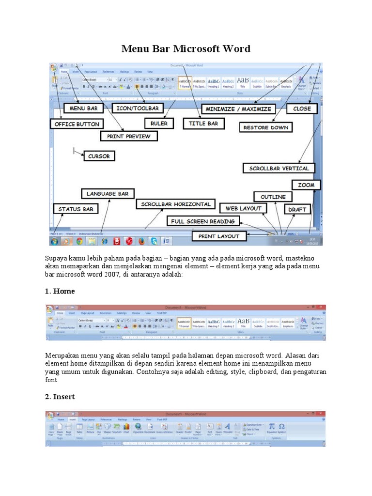 Menu Bar Microsoft Word | PDF