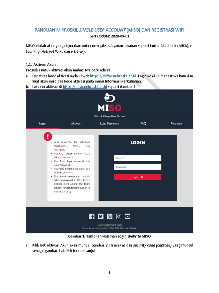 Panduan Mikroskil Single User Account (Miso) Dan Registrasi Wifi | PDF
