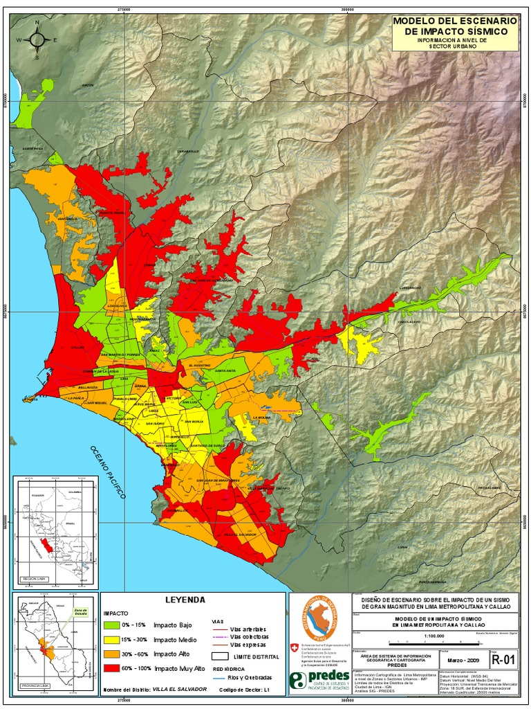 Mapa Modelo Impacto Sismico, Lima Metropolitana y Callao | PDF | Geodesia | Cartografía