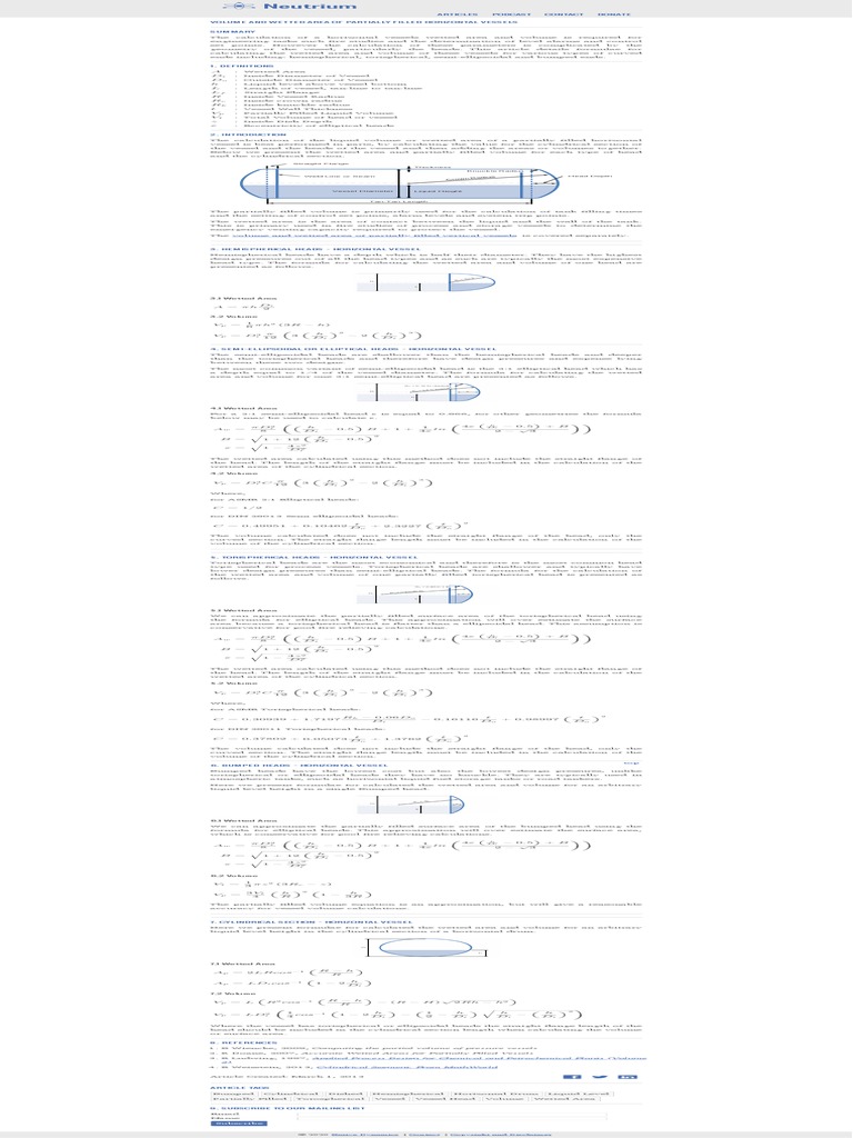 Volume and Wetted Area of Partially Filled Horizontal Vessels ...