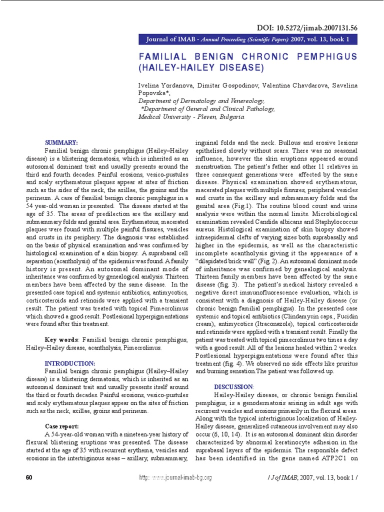 Hailey Hailey Disease | PDF | Dermatology | Clinical Medicine