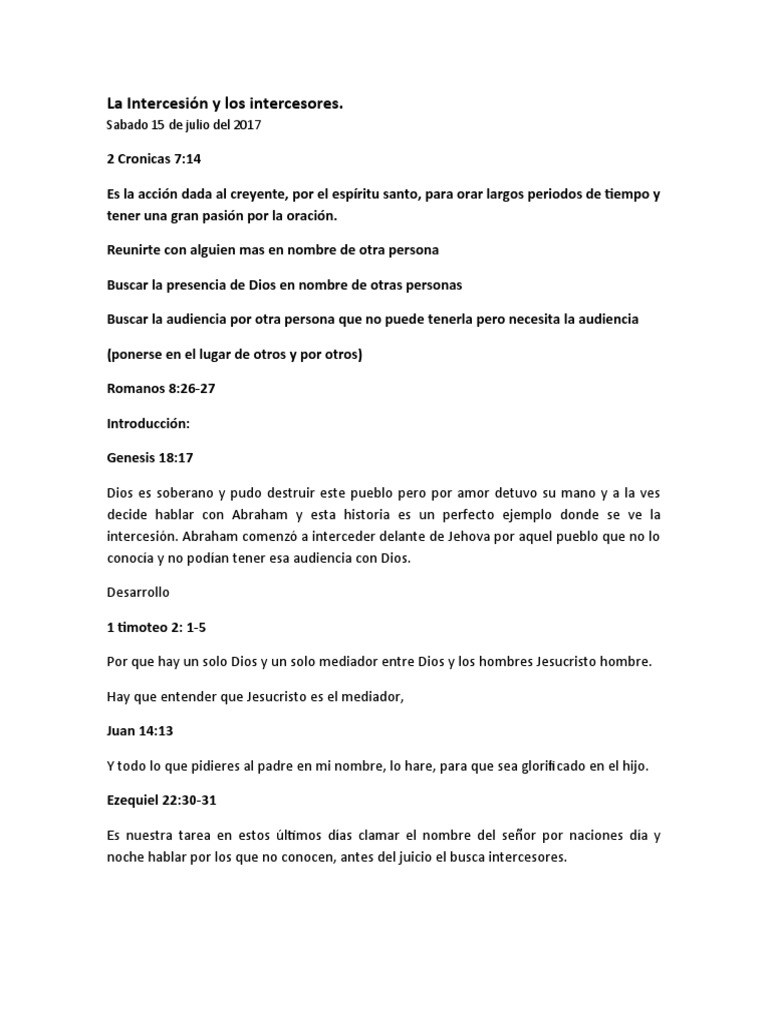 La Intercesión y Los Intercesores | PDF | Oración | Dios