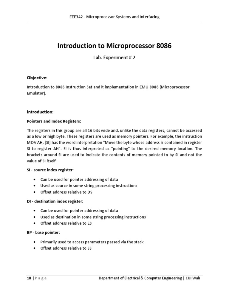 Introduction To Microprocessor 8086: Objective | PDF | Pointer (Computer Programming) | Central ...