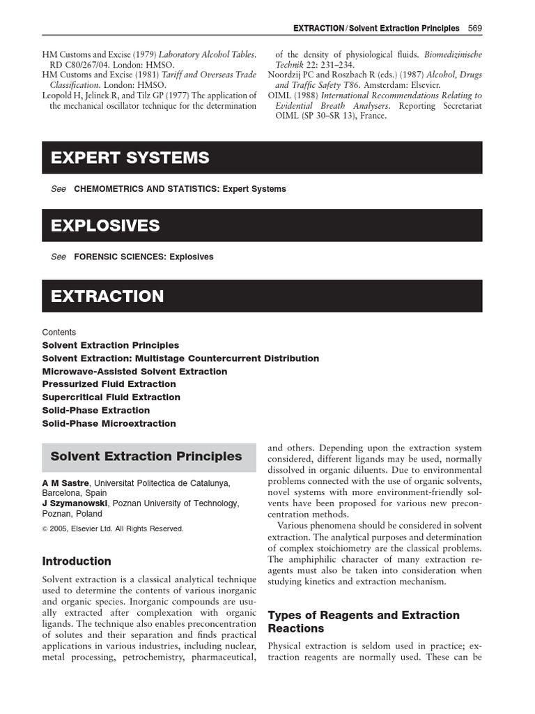 Expert Systems: Solvent Extraction Principles | PDF | Acid | Solvation