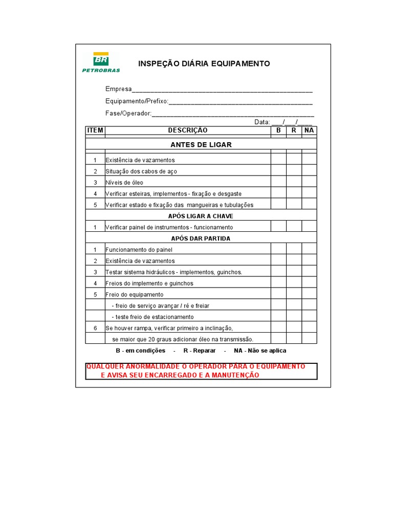 Check List Diário | PDF