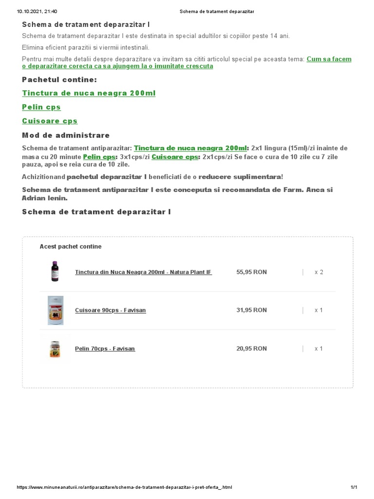 Schema de Tratament Deparazitar | PDF