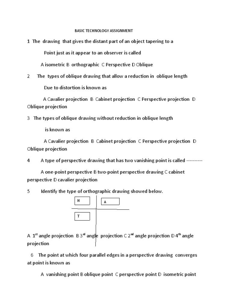 A 15TH Week JSS3 Basic Technology Assignment | PDF | Perspective (Graphical) | Drawing